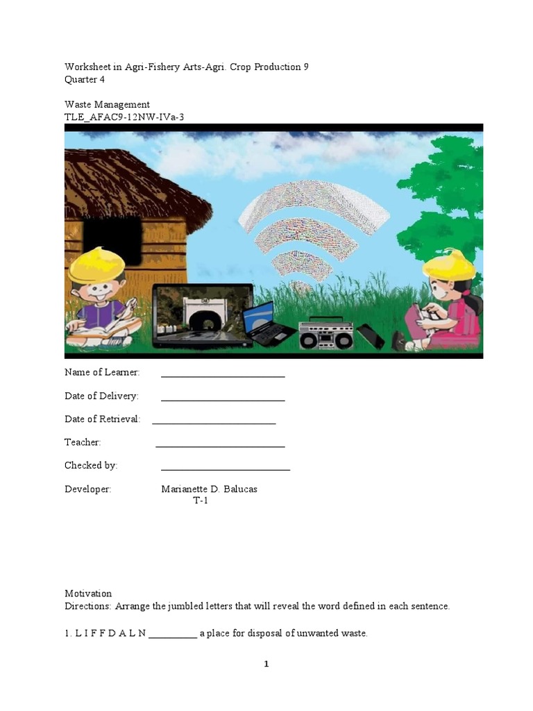 Worksheet No.1 | PDF | Waste | Waste Management