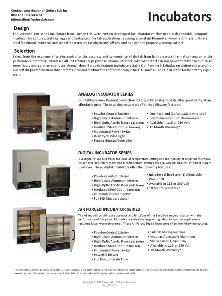Sales Brochure Incubators - REV B - 081419 | PDF | Manufactured Goods ...