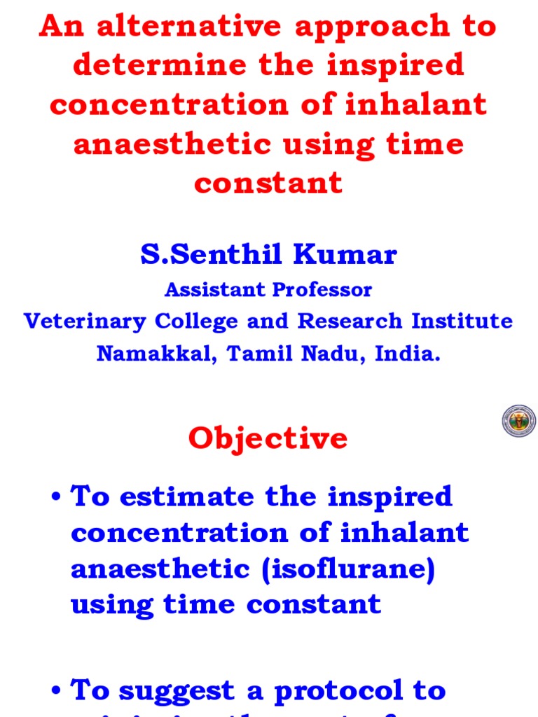 Time Constant in Inhalant Anesthesia | PDF | Anesthesia | Medical ...
