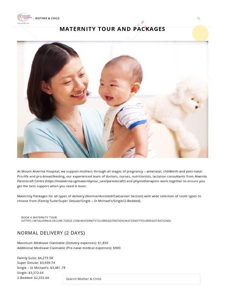 Medisave Maternity Package Singapore - Mount Alvernia Hospital | PDF ...