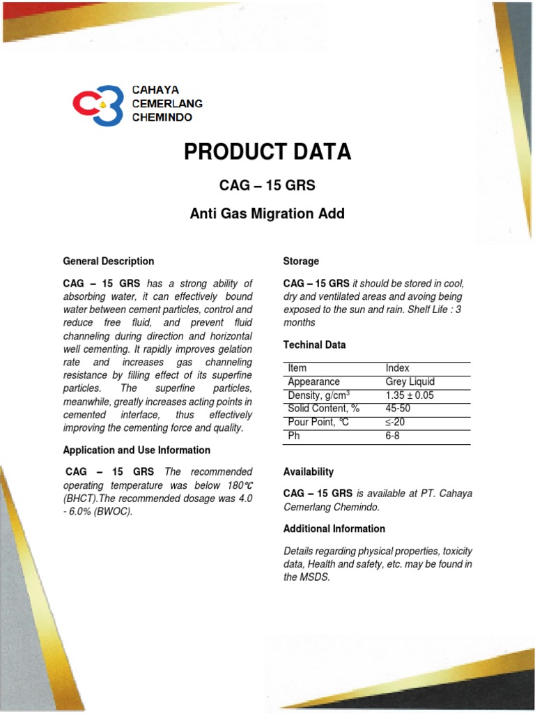 PDS CAG - 15 GRS Anti Gas Migration | PDF
