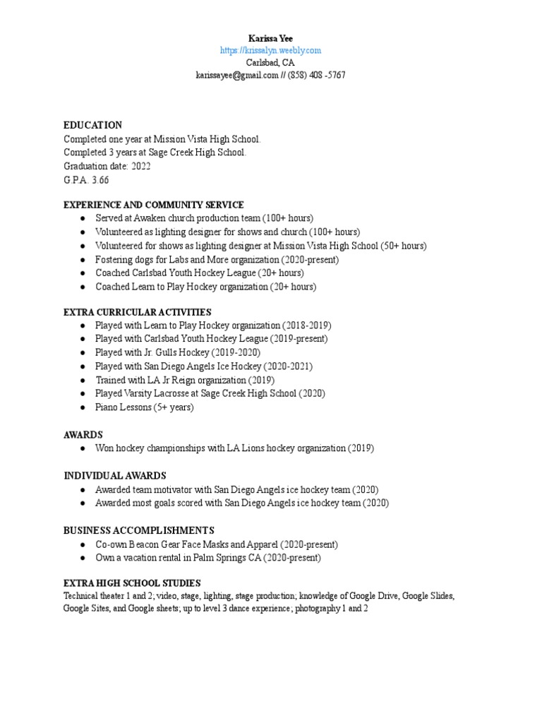 Resume Example - No Work Experience | PDF