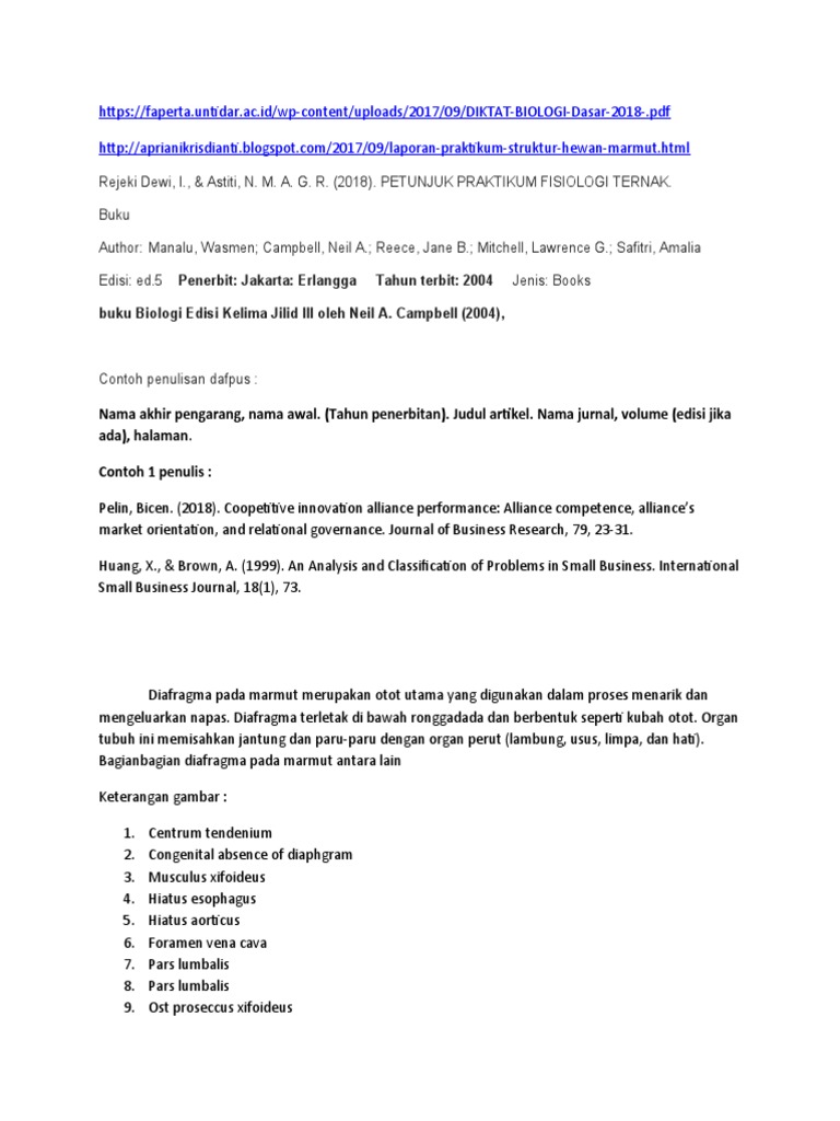 Daftar Pestaka Diafragma Marmut | PDF | Sains & Matematika
