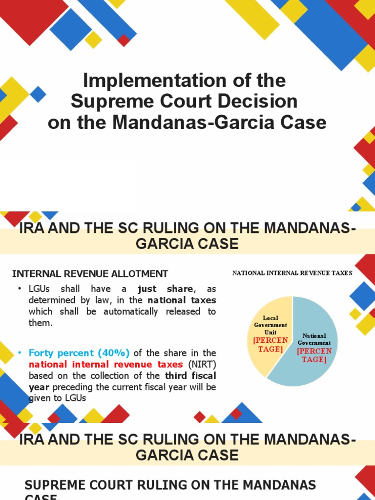 Implementation Of The Supreme Court Decision On The Mandanas Garcia