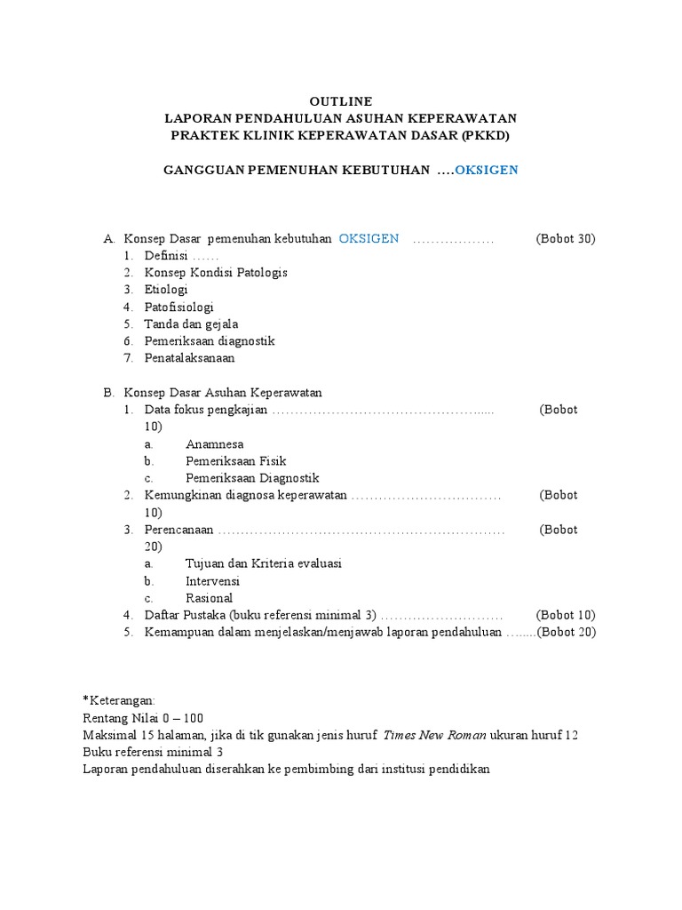 Format Outline Laporan Pendahuluan PKKD | PDF