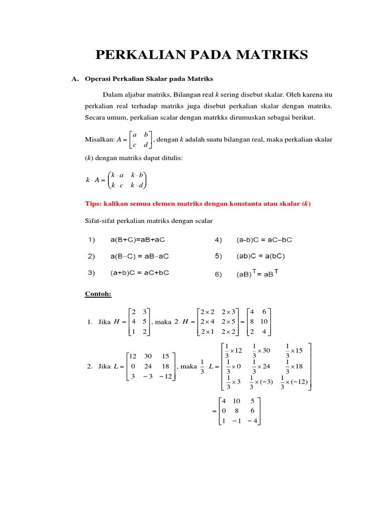 Perkalian Matriks | PDF