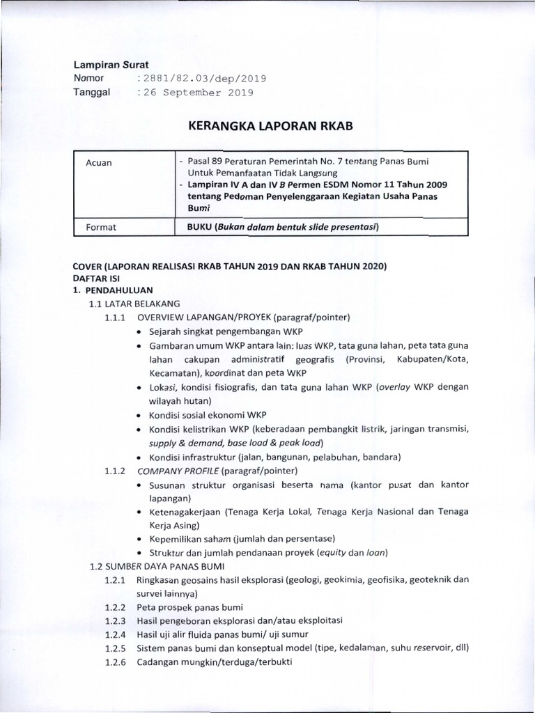 Format Rkab Tahun 2020 | PDF