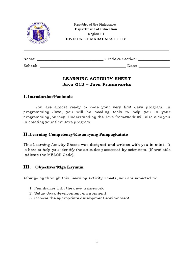 Java-G12 Q1 Wk2 Java-Framework | PDF | Java (Programming Language ...