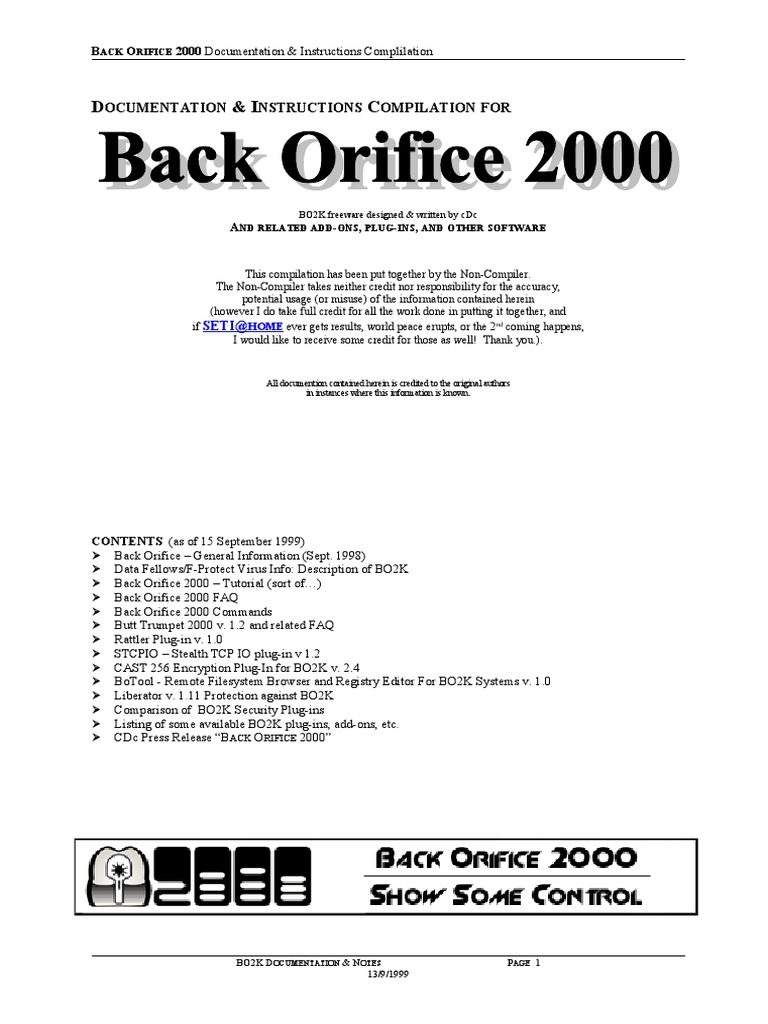 Back Orifice Istruction | PDF | Windows Registry | Port (Computer ...