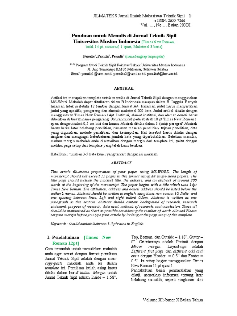 Template Panduan Penulisan Jurnal | PDF