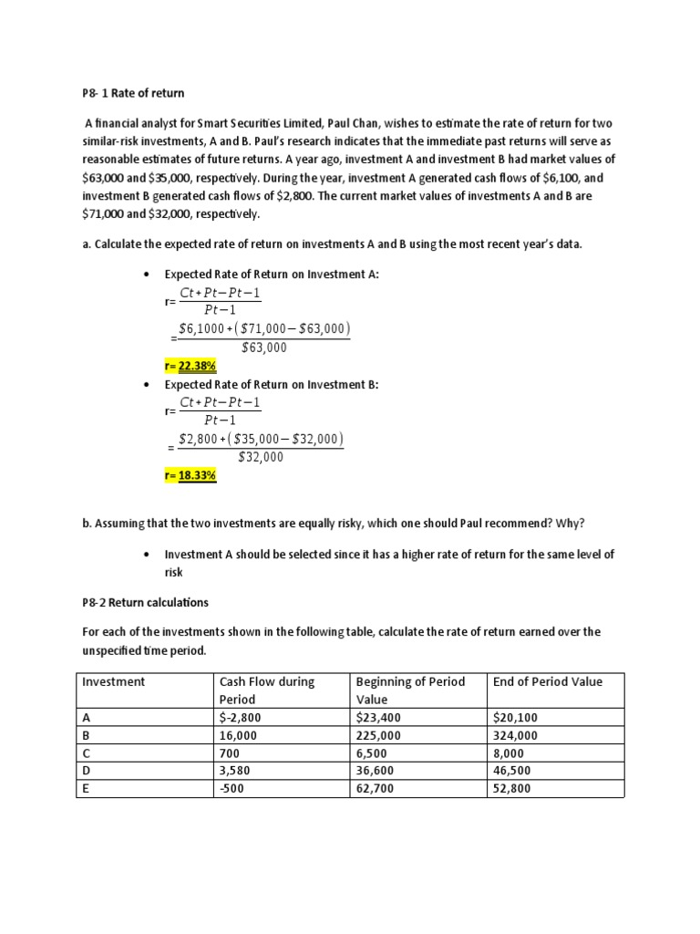 Investment Return and Risk Analysis | PDF | Coefficient Of Variation ...