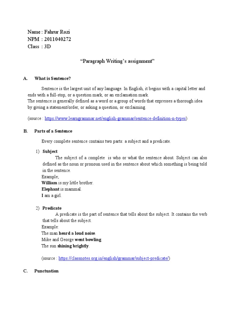 Paragraph Writing in English | PDF | Sentence (Linguistics) | Punctuation
