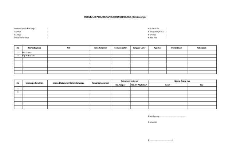 Form KK Perubahan | PDF