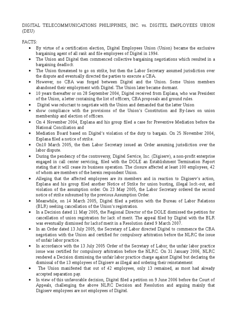 Digital Telecommunications Philippines I | PDF | Employment | Unfair ...