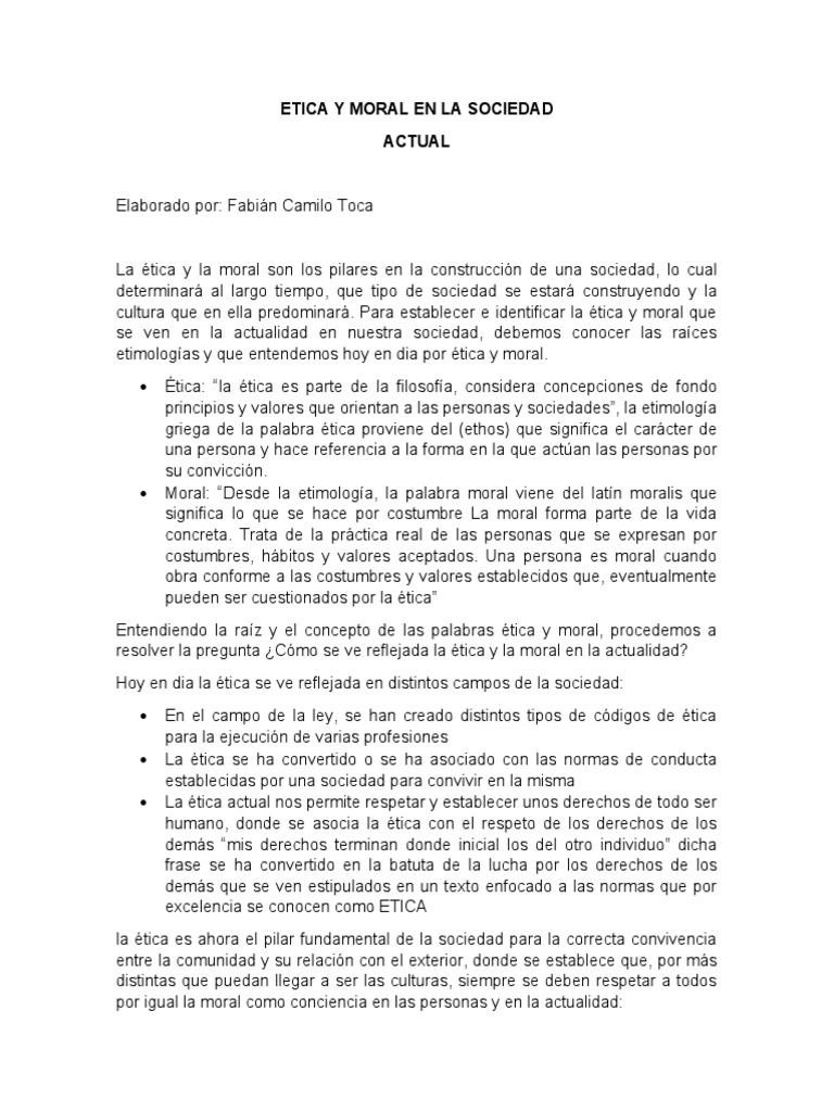 Etica y Moral en La Sociedad | PDF | Moralidad | Sociedad