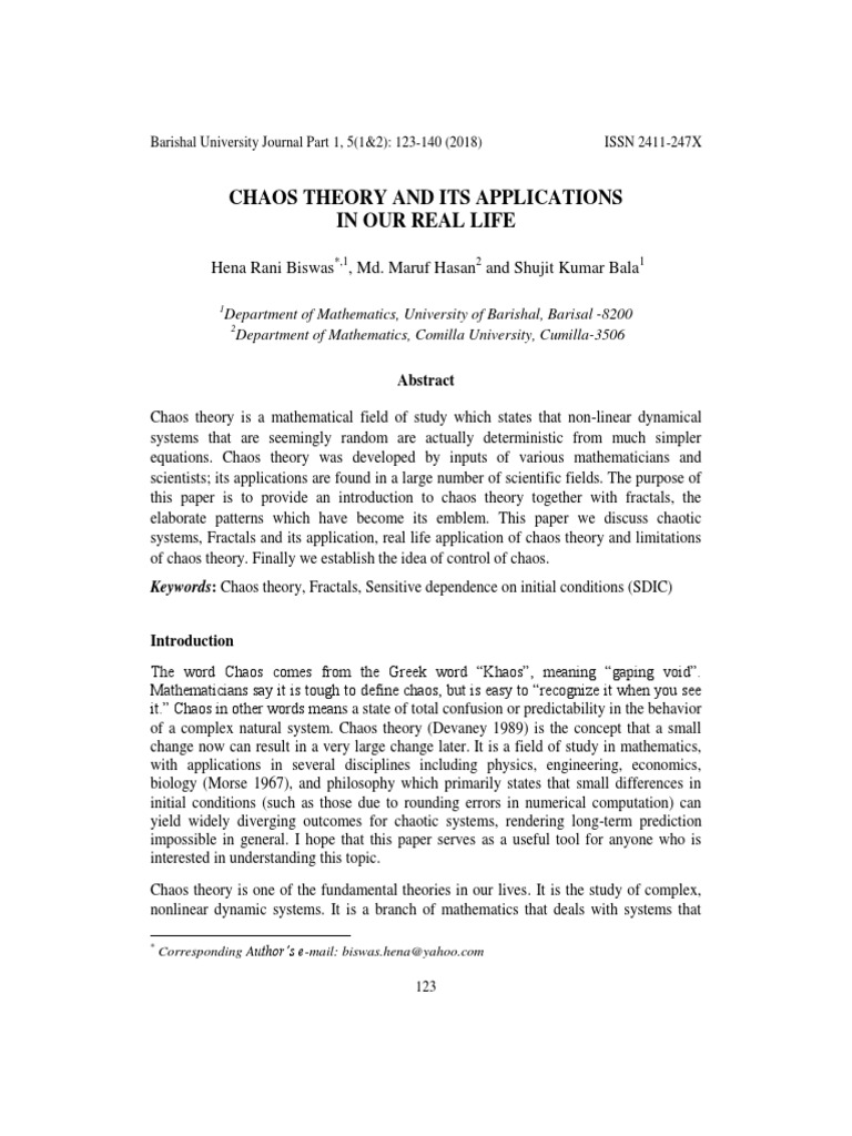 Hena Rani Biswas | PDF | Chaos Theory | Science