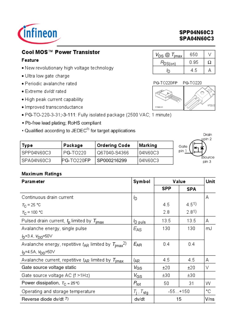 datasheet 04N60C3