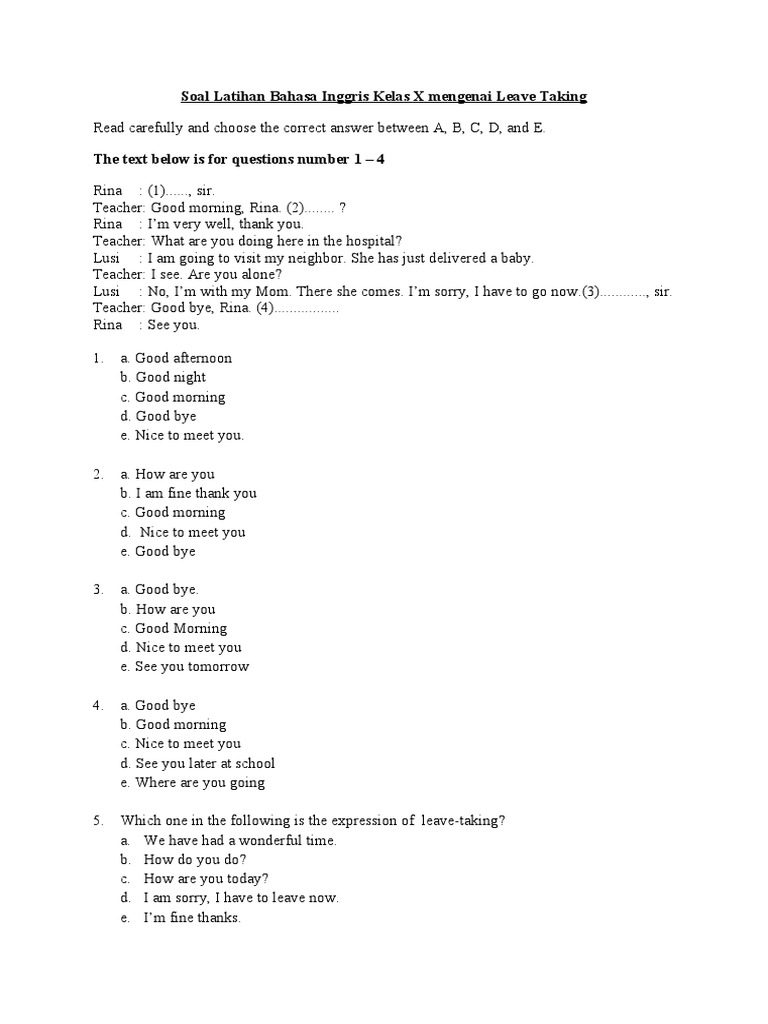 Leave Taking Expressions Practice | PDF