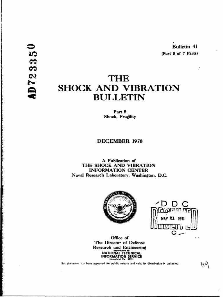 Shock and Vibration Bulletin Part 5 Covers Pyrotechnic Shock and ...