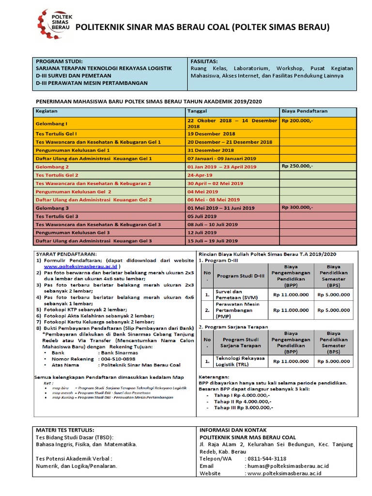 Politeknik Sinar Mas Berau Coal 1 | PDF