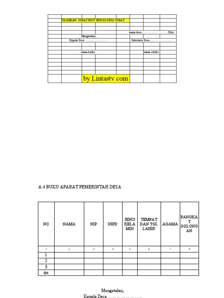 Buku Administrasi Sekretaris Desa | PDF