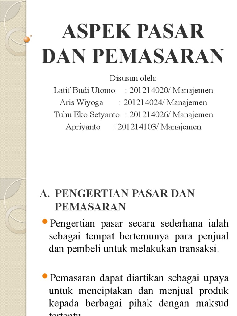 Aspek Pasar Dan Pemasaran | PDF