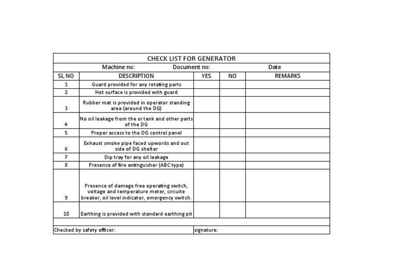 DG Checklist | PDF