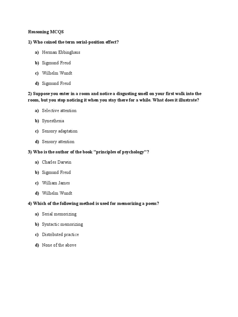 Reasoning MCQS | PDF