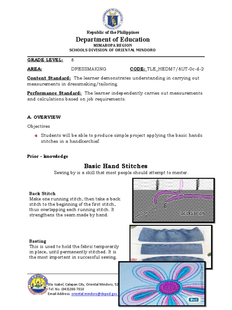 3rd Quarter Module (Weeks 5-8) - G8 | PDF | Sewing | Seam (Sewing)