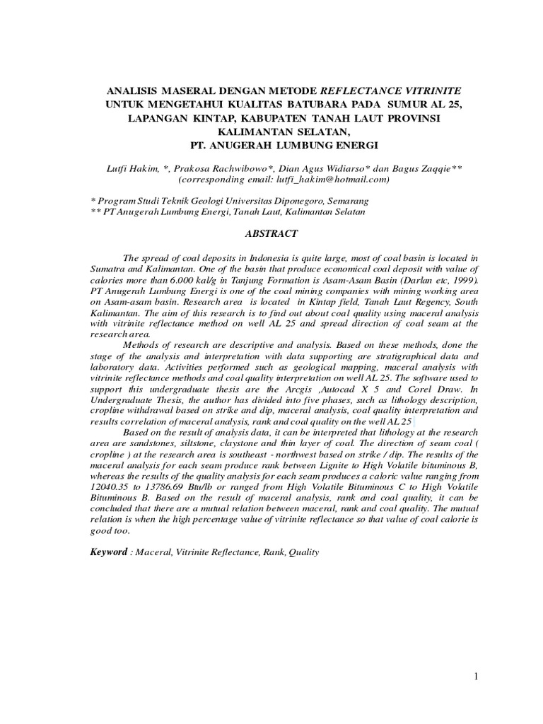 Analisis Maseral Dengan Metode Reflectan | PDF