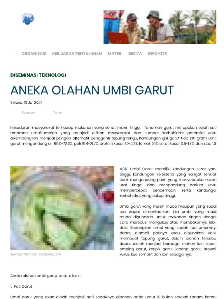 Aneka Olahan Umbi Garut | PDF