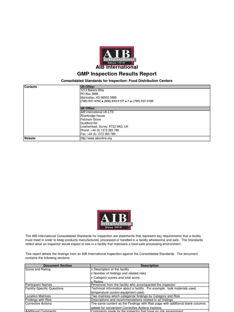 64 Chino Edison AIB Audit | PDF | Audit | Food Safety