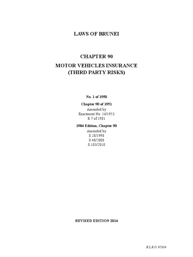 Laws of Brunei: No. 1 of 1950 Chapter 90 of 1951 | PDF | Liability ...