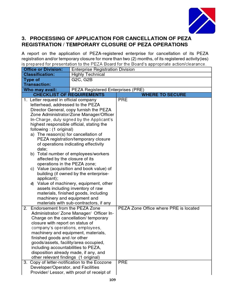 Cancellation of PEZA - Registration | PDF | Employment | Economies