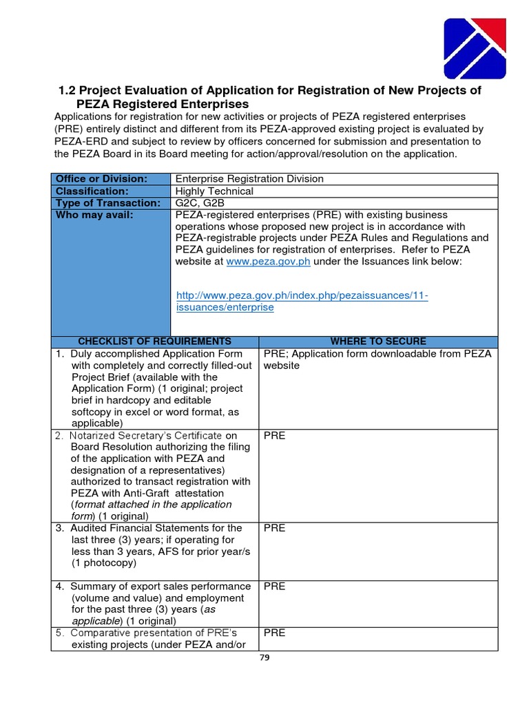 PEZA New Project Registration Guide | PDF | Business | Government