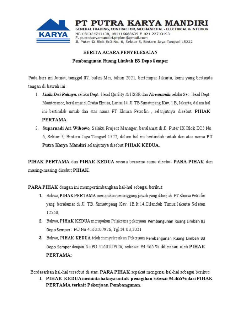 (2021.05.07) BERITA ACARA LIMBAH B3 Signed by TS - REV. 1 | PDF