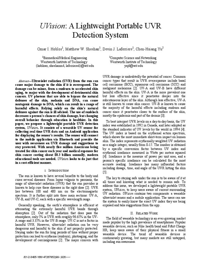 Uvision: A Lightweight Portable Uvr: Detection System | PDF ...