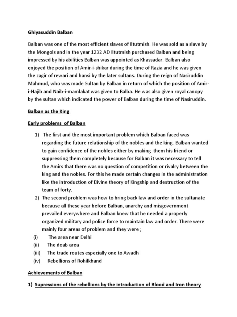 Ghiyasuddin Balban | PDF