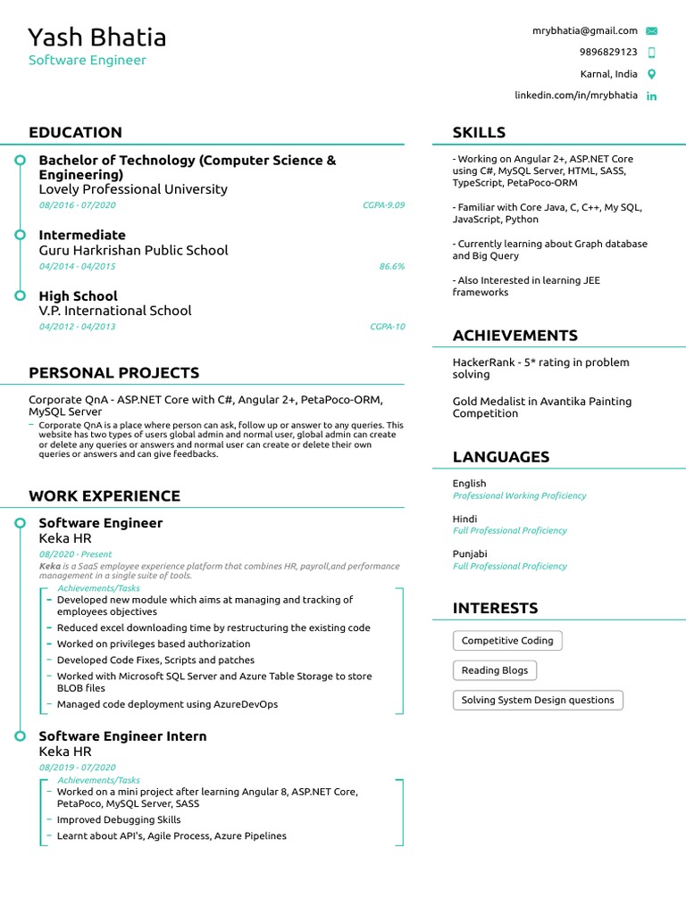 Yash Resume 2k21 | PDF | My Sql | Software Engineering