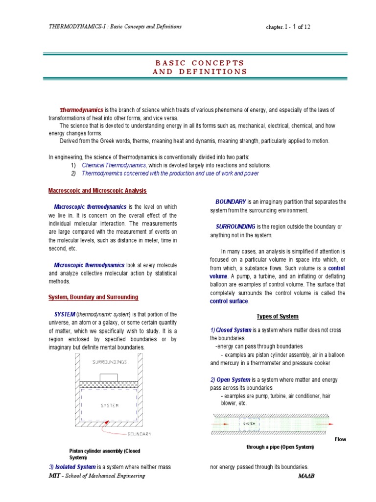 Basicconcepts Anddefinitions: Thermodynamics | PDF | Temperature | Thermodynamics
