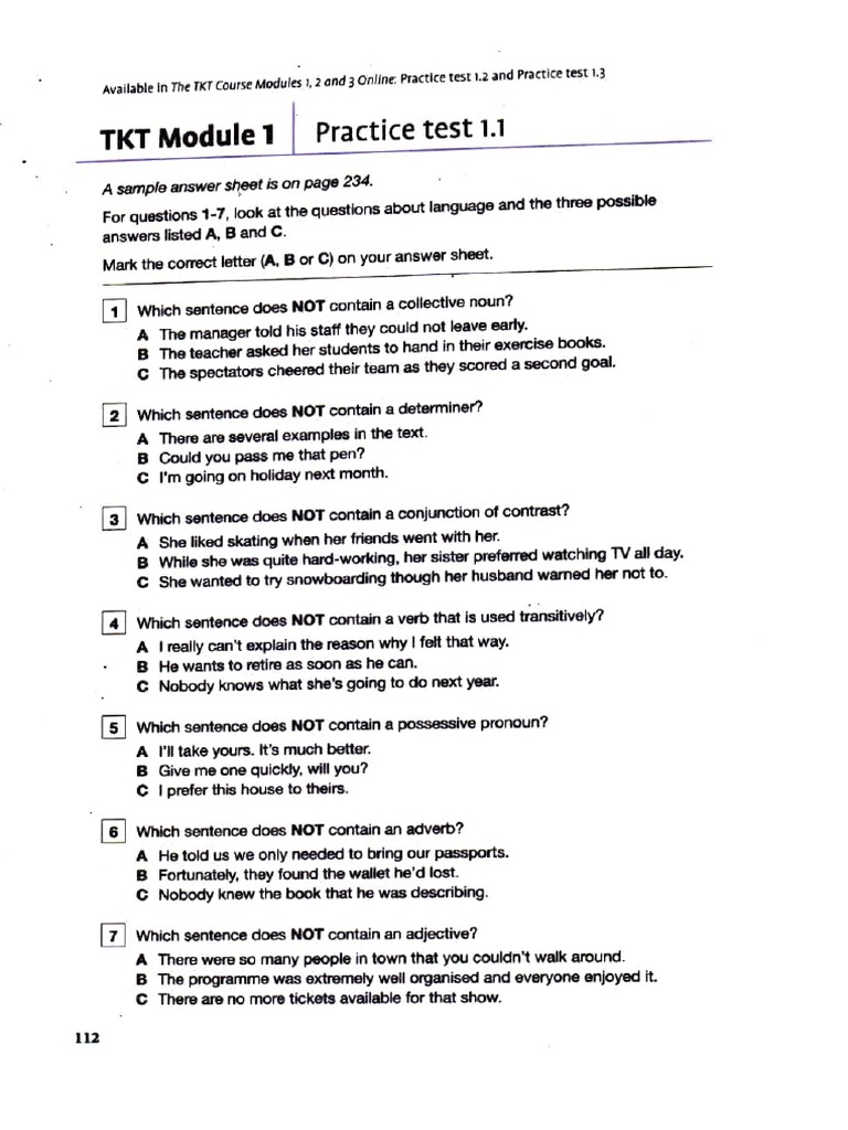 TKT Module 1 Practice Paper | Download Free PDF | Learning ...