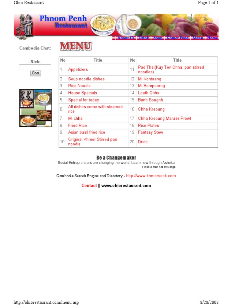 Ohio Restaurant Menu Overview | PDF