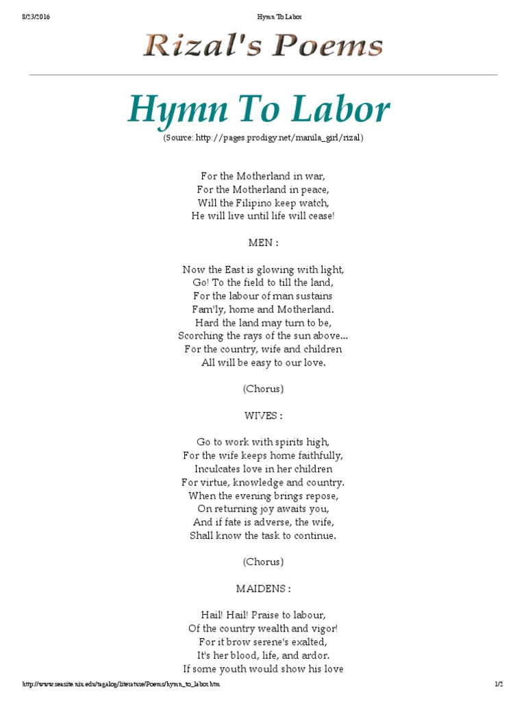 Hymn To Labor | PDF