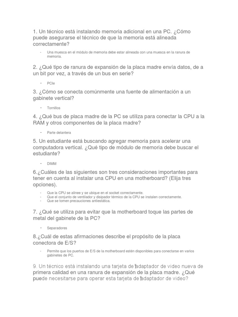 CAPITULO 2 - Examen | PDF | Hardware de la computadora | Ingenieria ...