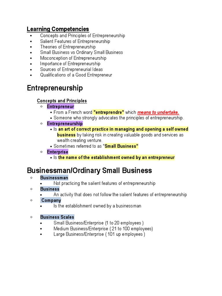Entrepreneurship Concepts and Principles | PDF | Entrepreneurship ...