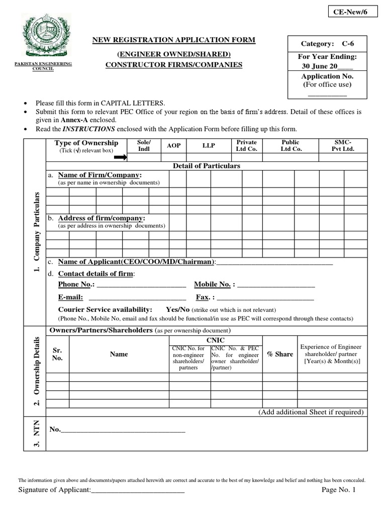 PEC C6 Registration Application Guide | PDF | Deep Foundation ...