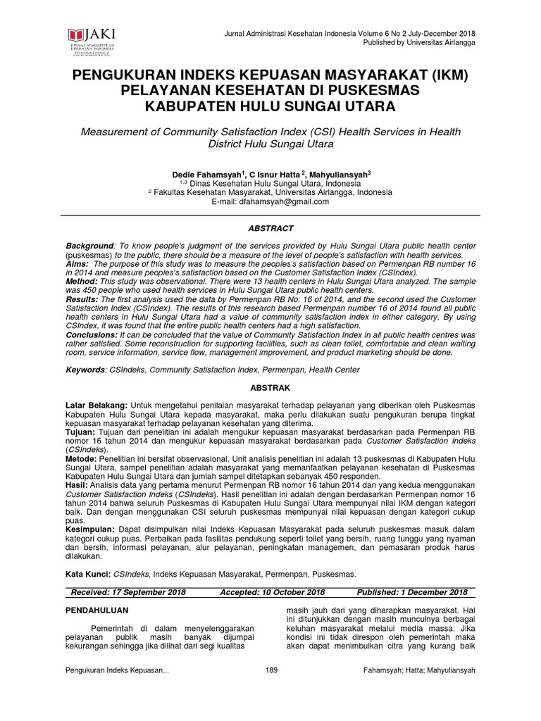 Pengukuran Indeks Kepuasan Masyarakat IKM Pelayana | PDF | Business ...