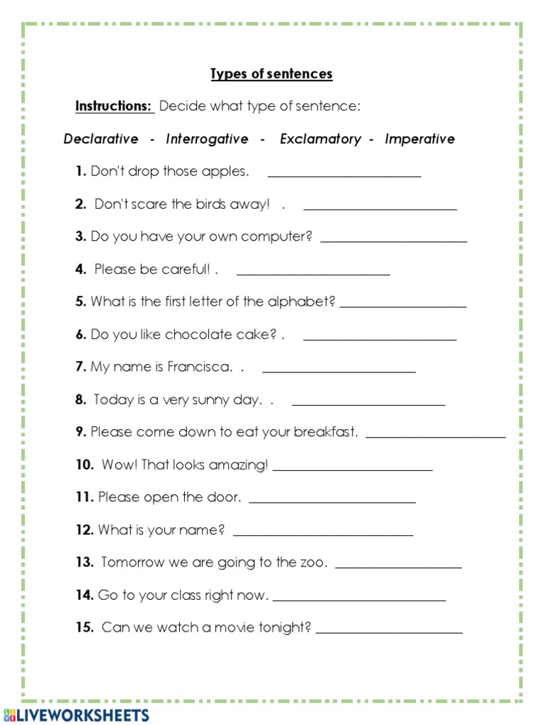 Declarative - Interrogative - Exclamatory - Imperative | PDF | Language ...