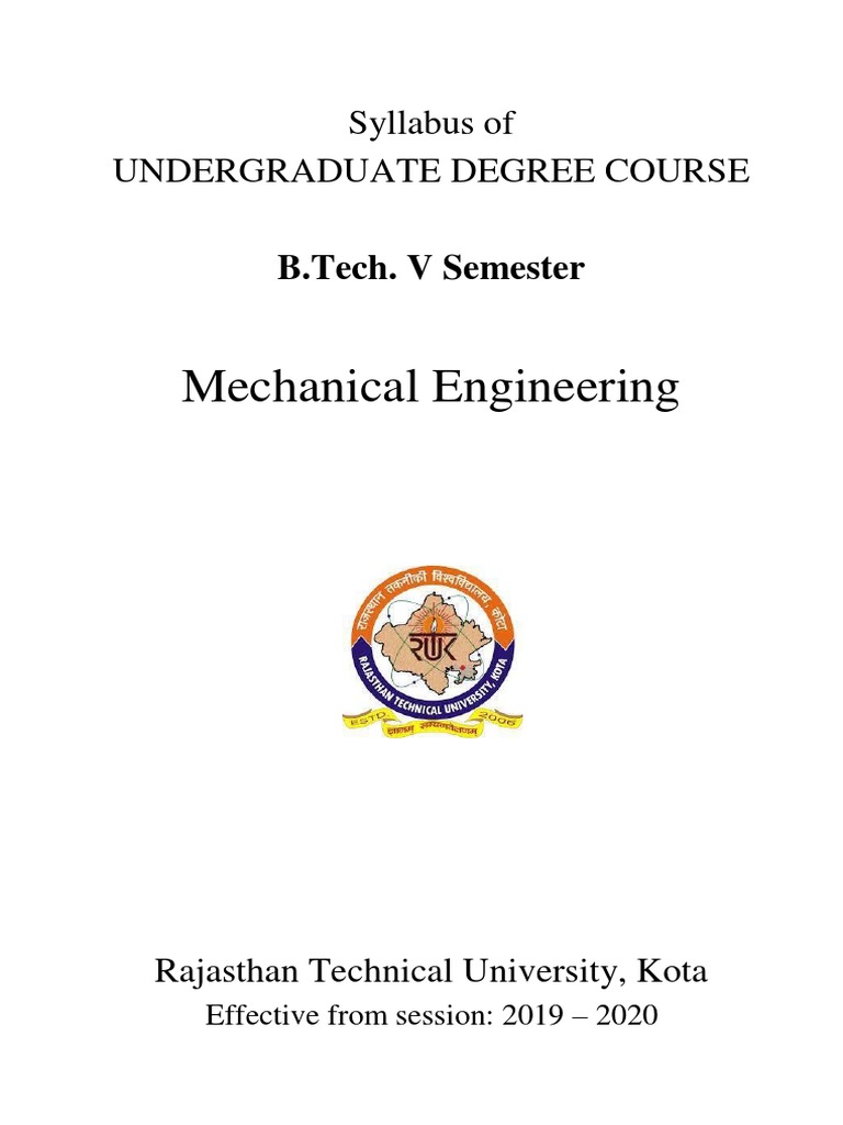 Mechanical Engineering: Syllabus of Undergraduate Degree Course | PDF ...