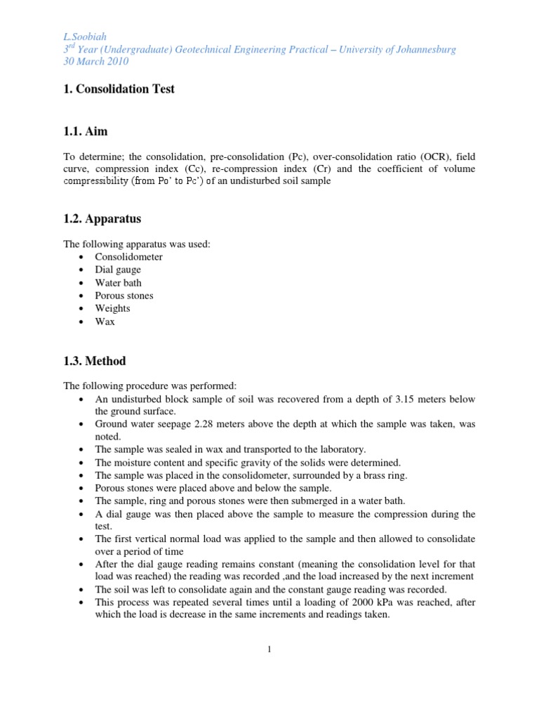 Example of A Consolidation Practical | PDF | Materials Science ...